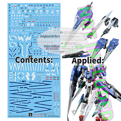 For MG 1/100 00 Seven Sword/G OO 2x UV Light-Reactive Decals GN ...