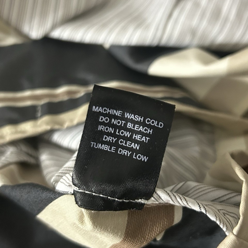 PERUVIAN CONNECTION Trench Rain Coat Jacket 8 WAXED Cotton Striped Career Beige | eBay