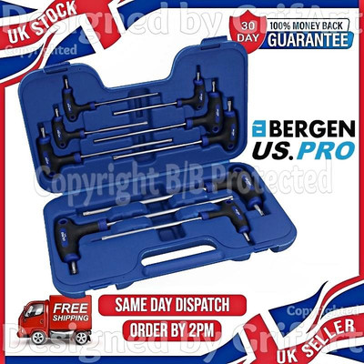 9PC HEAVY DUTY LONG T-HANDLE STAR TORX END KEY DRIVER SCREWDRIVER SET ...