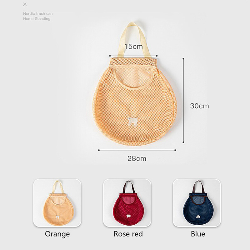 Reusable Kitchen Fruit Vegetable Garlic Hanging Storage Bag Breathable ...