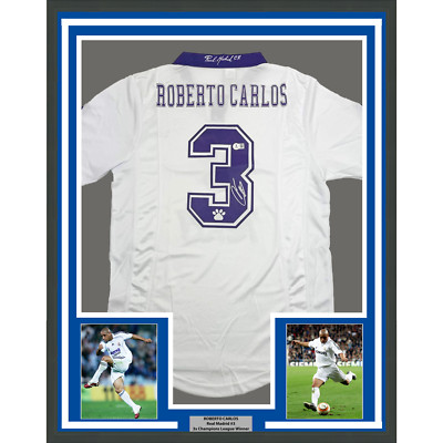 Framed Autographed/Signed Roberto Carlos 35x39 Real Madrid Jersey ...