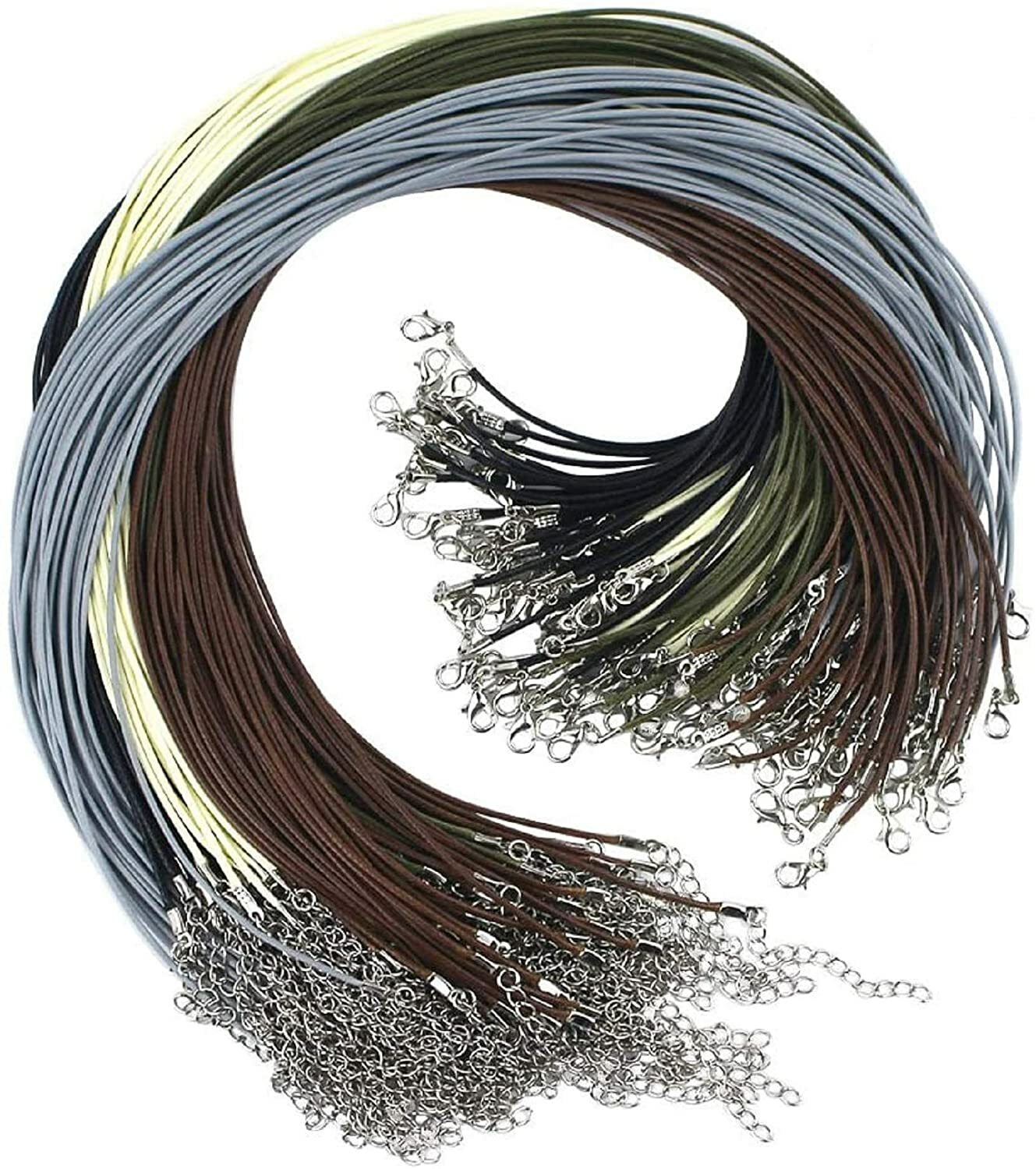 5-50pc 20" 1.5 mm Leather Cord Chain Necklace Braided Leather Rope for ...