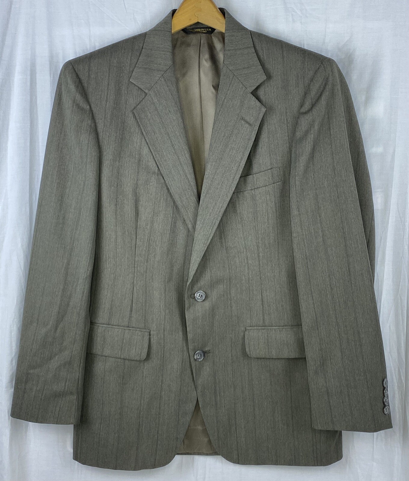 Men's Johnathan Stewart Wool Gray Pinstripe Sport Coat 38R Blazer B28 ...