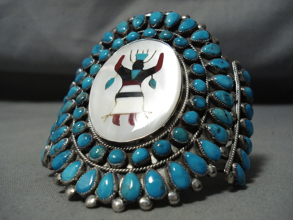 BEST VINTAGE NAVAJO VICTOR MOSES BEGAY TURQUOISE STERLING SILVER ...