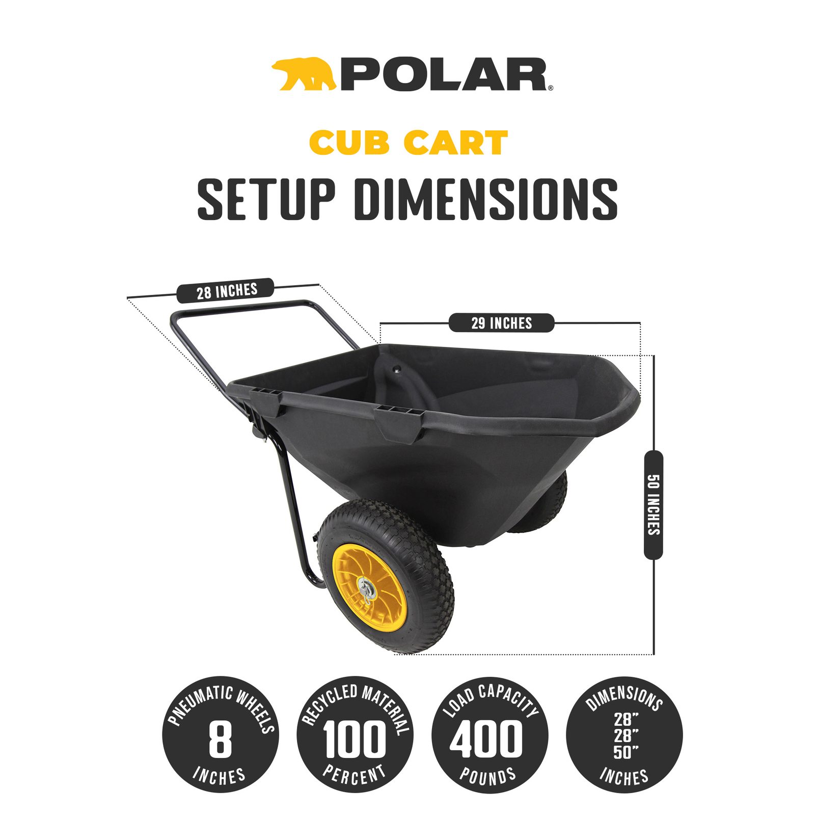 Polar Trailer 7 Cubic Foot Heavy Duty Utility Yard Garden Wheelbarrow ...