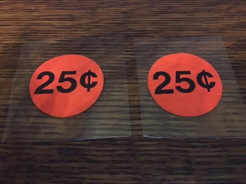 2 Static Cling 25 Cent .25 PRICE DECAL STICKERS Gumball candy Vending ...