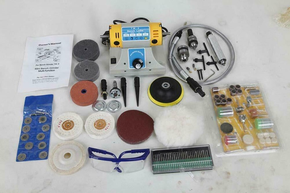 110V TM-2 Bench Lathe Polisher Gem Jewelry Buffer Polishing Grinding ...