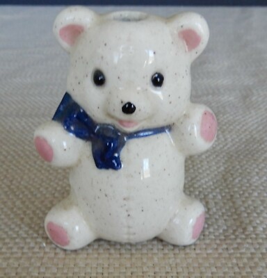Vintage ceramic miniature white teddy bear figurine | eBay