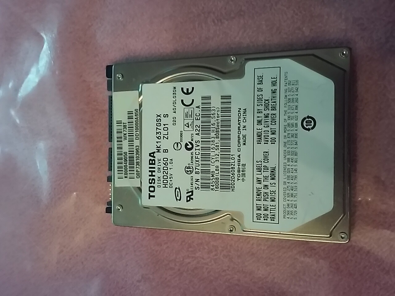 Toshiba K000049050 MK1637GSX 160GB Laptop Hard Drive HDD SATA 2.5 ...