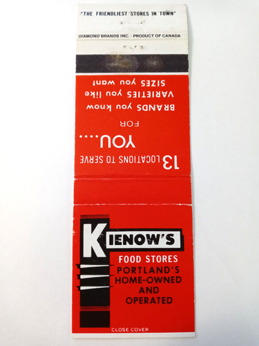 Vintage Matchbook: Kienow's Food Stores, Portland, OR | eBay
