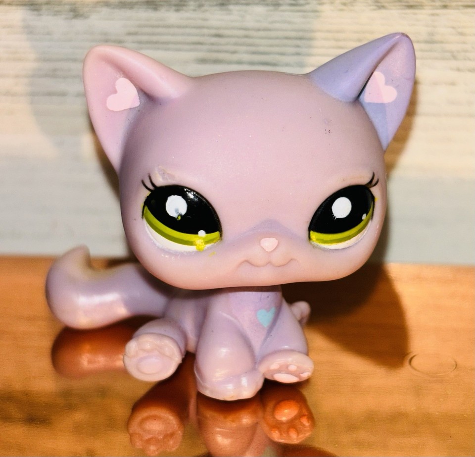 LPS Littlest Pet Shop Purple Shorthair Cat w Green Dot Eyes LPS #1994 ...