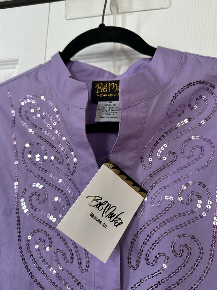 NWT Women's Vintage 1980's Bob Mackie Lavender Purple Sequin Cotton Top ...