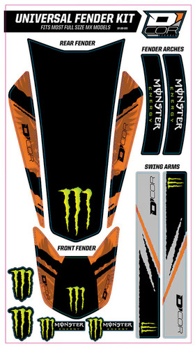Dcor Universal Fender Trim Decals - Monster - Orange Motorcycle Dirt ...