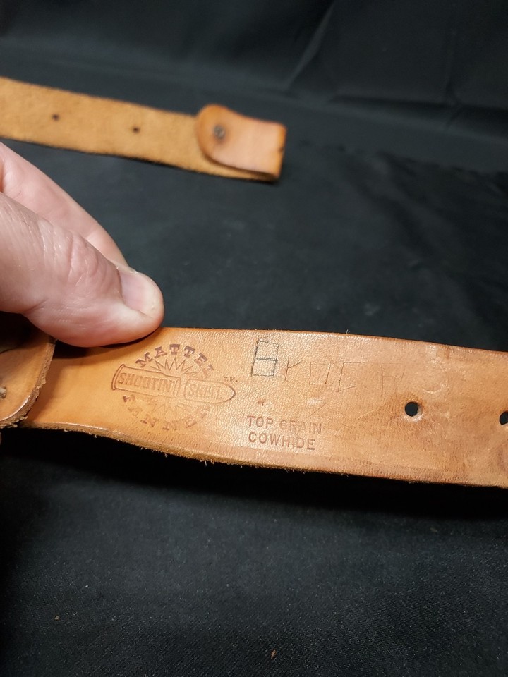 VINTAGE Mattel Shootin Shell Fanner Rawhide Belt And Toy Gun Holster ...