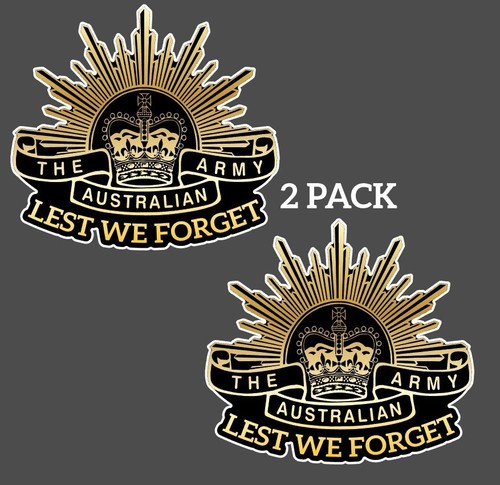 AUSTRALIAN ARMY RISING SUN ANZAC 2 PACK! LEST WE FORGET STICKER ...
