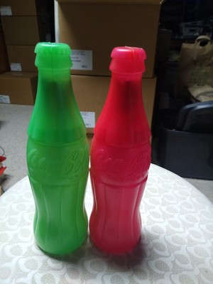 2 COCA COLA PINK & GREEN PLASTIC BOTTLE PENCIL HOLDERS | eBay