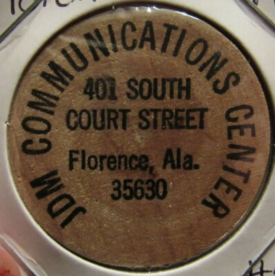 Vintage JDM Communications Center Florence, AL Wooden Nickel - Token ...