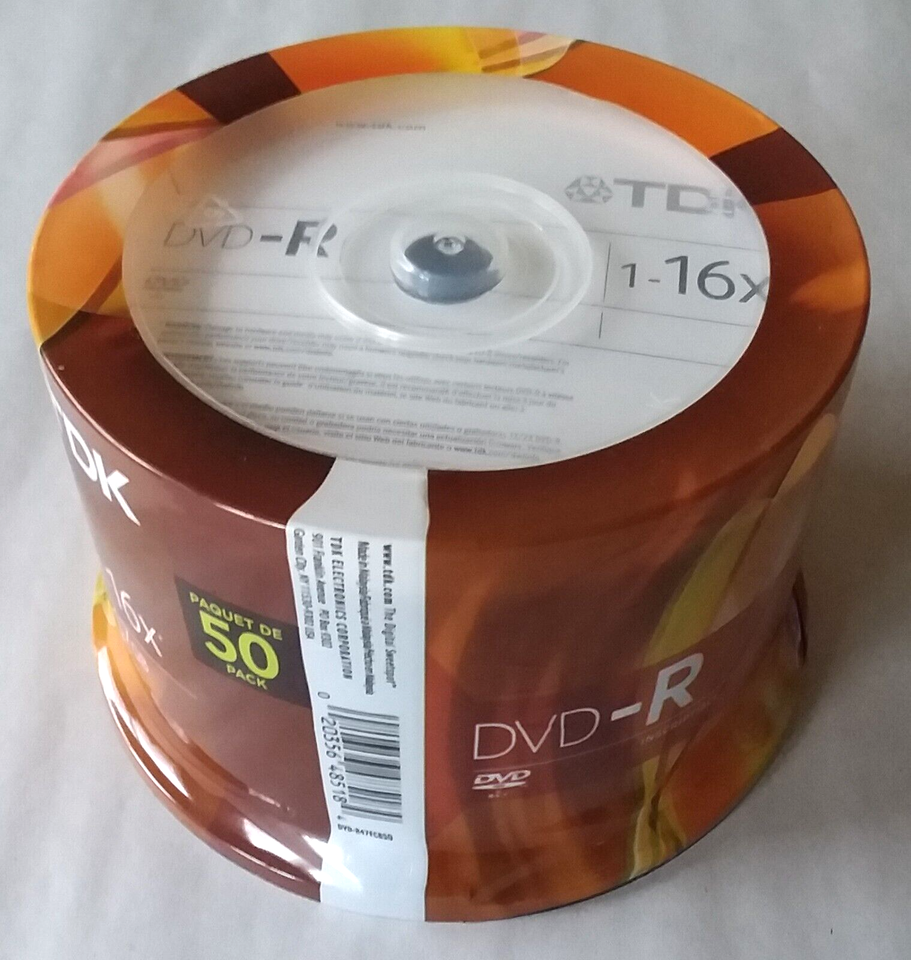 TDK DVD-R Recordable Discs 16x Speed 120 Minutes 4.7 GB - Pack of 50 | eBay