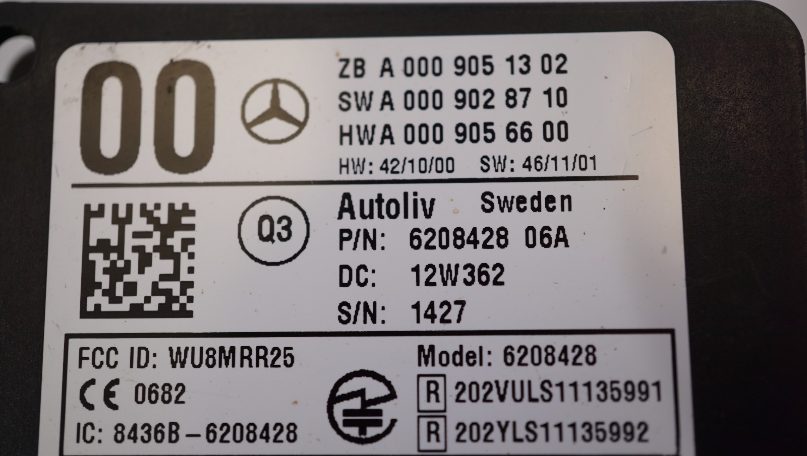 GENUINE MERCEDES STEUERGERÄT FRONT RADAR SENSOR A0009051302 ...