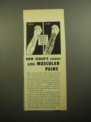 1950 Sloan's Liniment Ad - How Sloan's liniment aids muscular pains | eBay