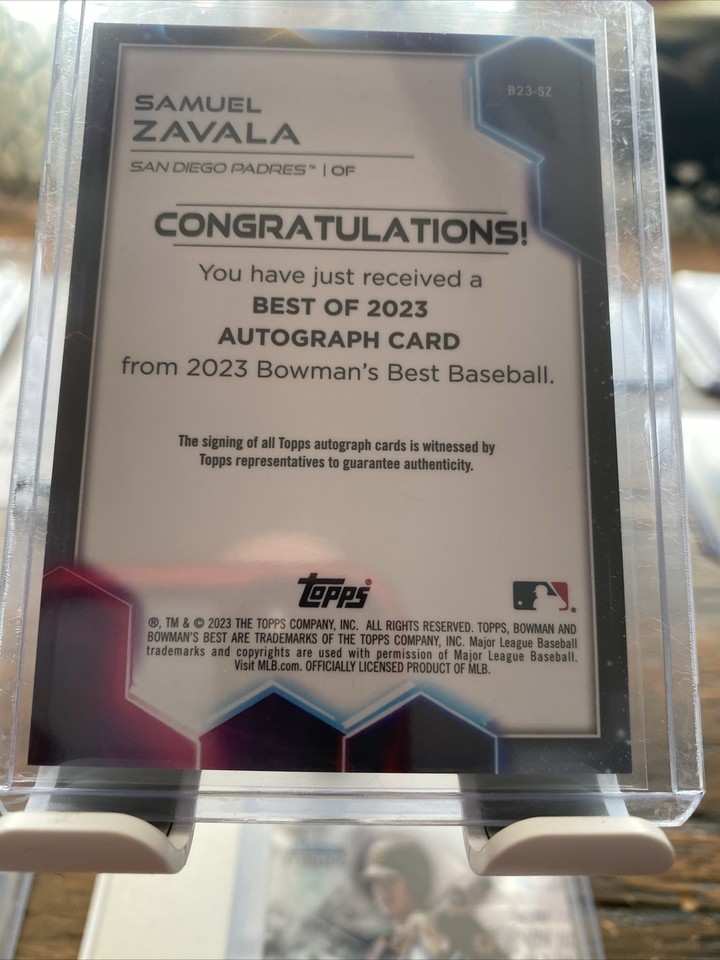 Samuel Zavala 2023 Topps Bowman's Best Chrome Auto Rookie San Diego ...