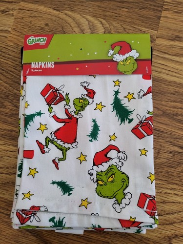 Dr. Seuss THE GRINCH Set of 4 Cloth Dinner Napkins 100% Cotton ...