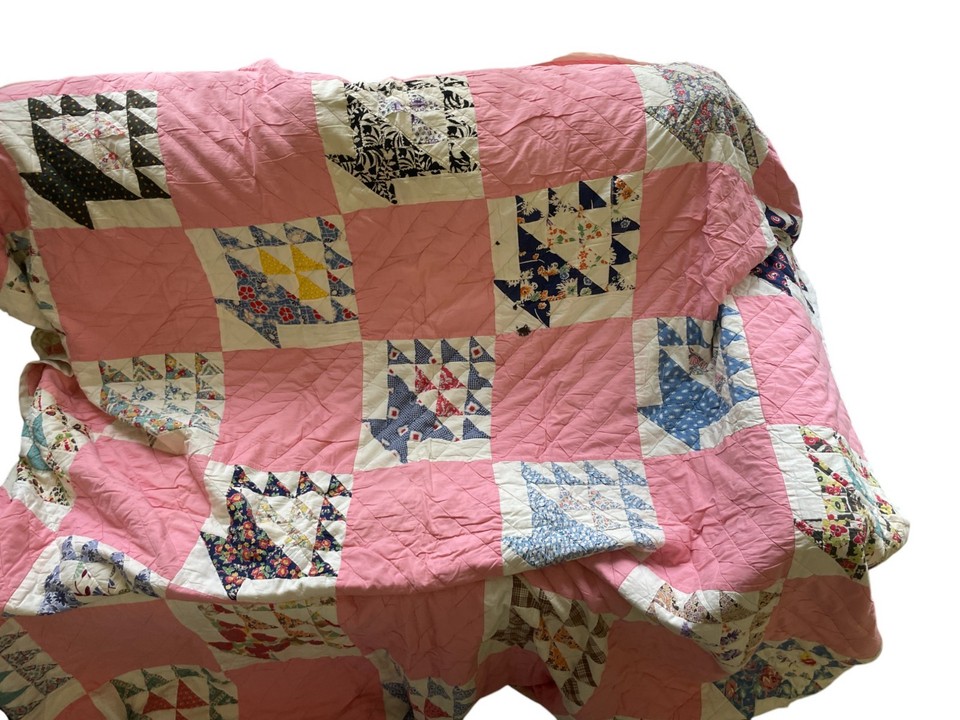 Vintage Patchwork Quilt Top Floral Print Multicolor 75"x81" | eBay