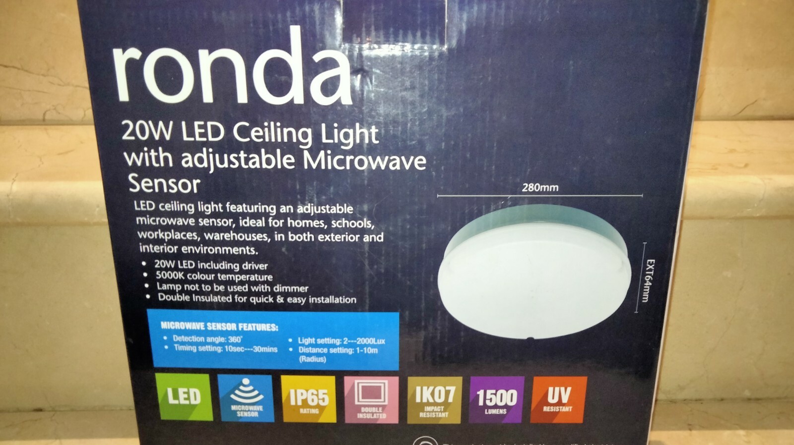 Mercator Ronda LED Security Microwave Sensor Light 28cm 20w 1500lm ...