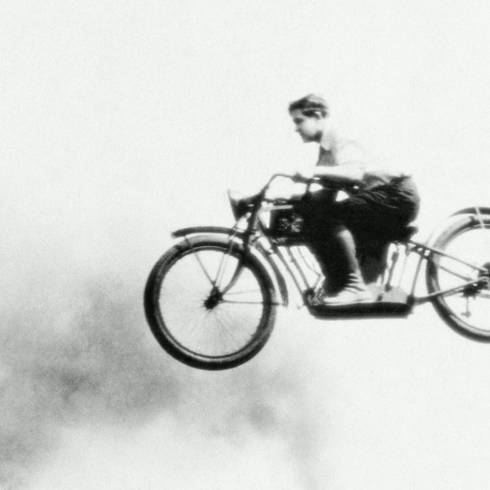 Motorcycle Jumping Train Photo Poster Print, Vintage Biker Gift ...