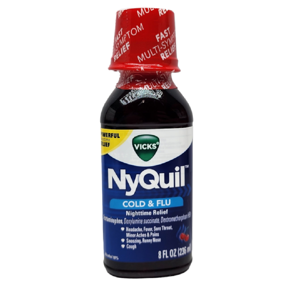 Vicks NyQuil, Nighttime Cold & Flu 8 Fl Oz, Cherry Flavor 3/2/1 Pack ...