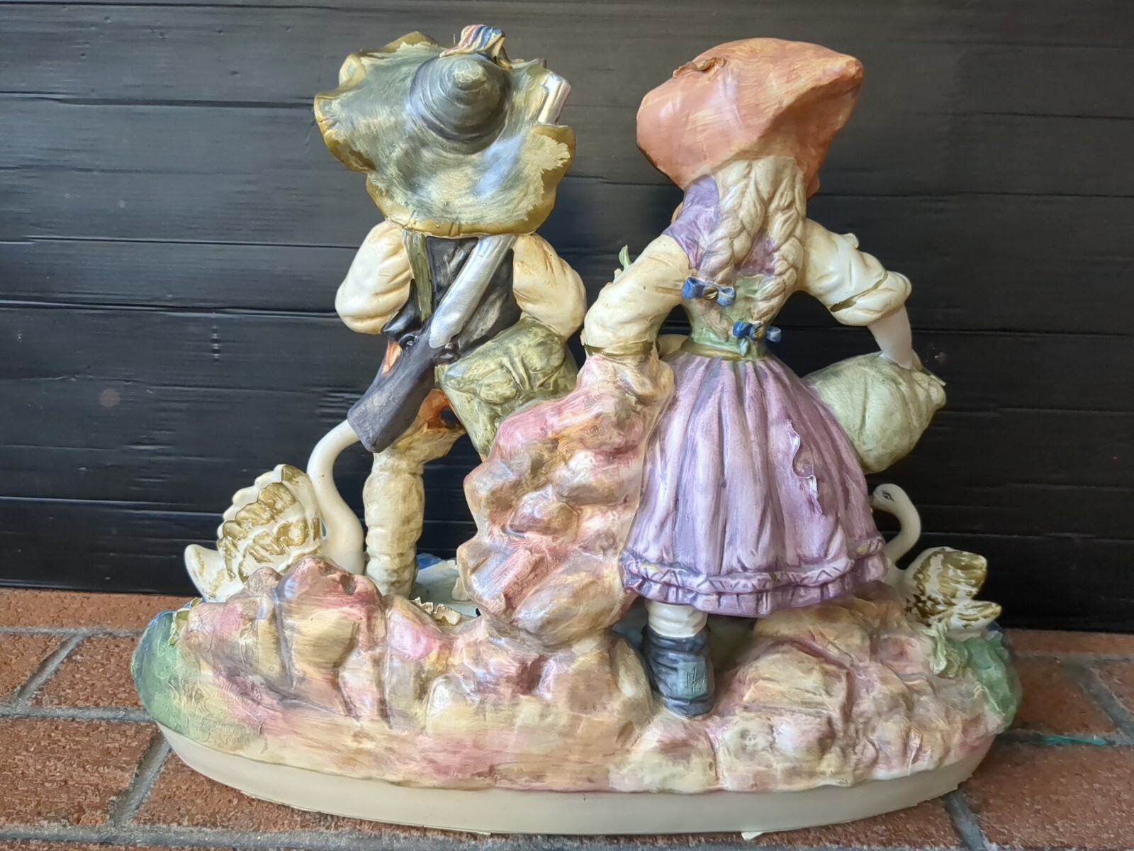 Large CAPODIMONTE Porcelain Figurine Boy & Girl swan lake. | eBay
