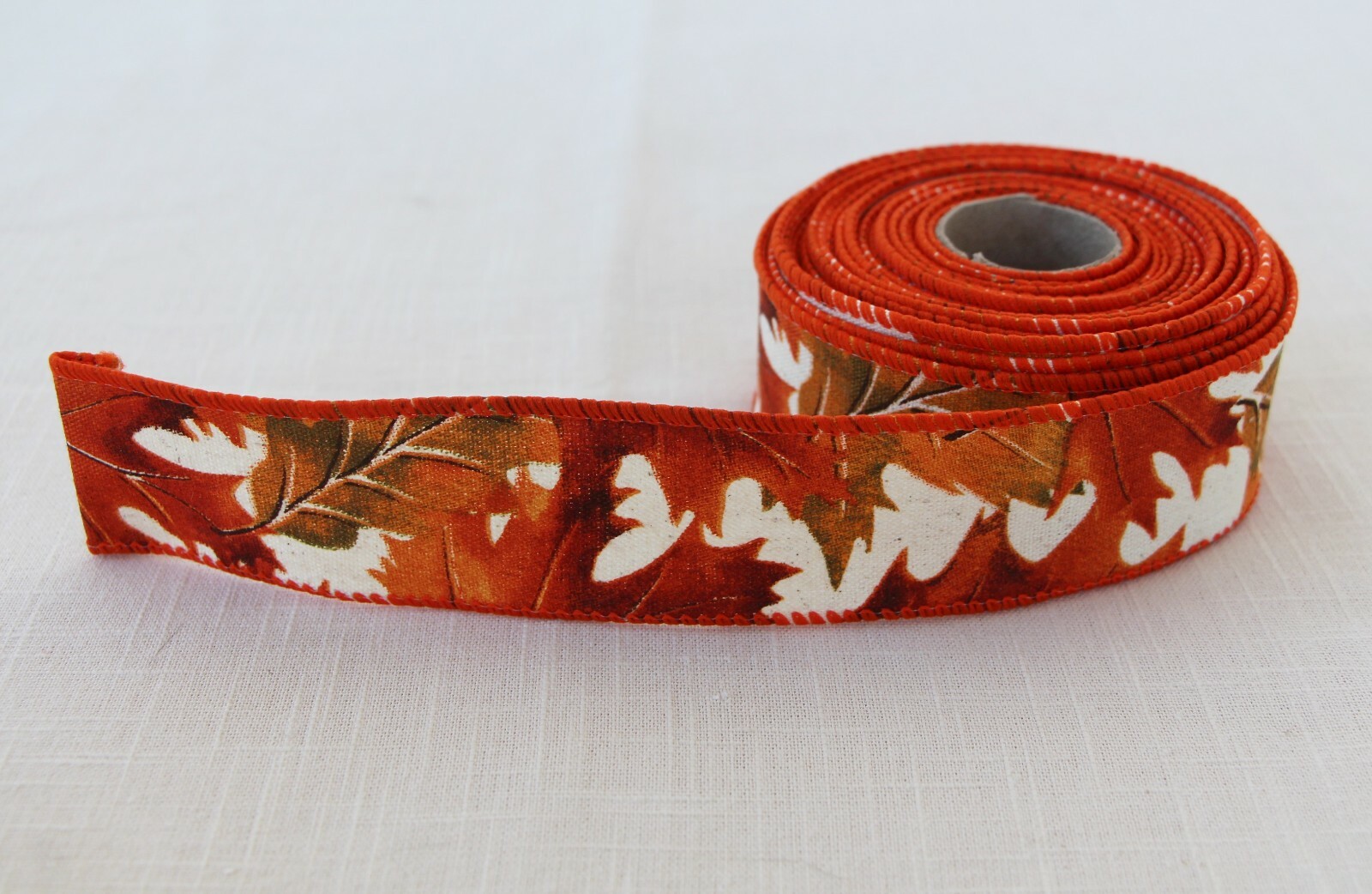 FALL LEAVES RIBBON ROLL, 2.5” or 1.5” x 5 yds, Wired Edge, Canvas ...