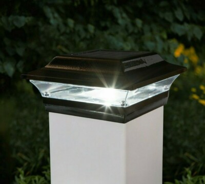 6 PACK 5x5 BLACK ALUMINUM IMPERIAL SOLAR POST CAP LED LIGHTS PVC VINYL ...
