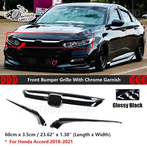 Fo Honda Accord 2018-20 Black JDM Style Front Bumper Grille With Chrome ...