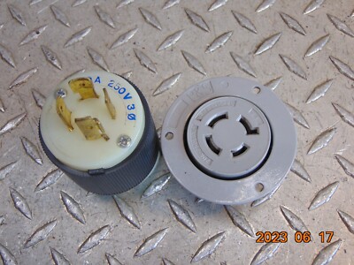 HUBBELL 20A 250V 3-PH PLUG w PASS & SEYMOUR L-15-20 CONNECTOR | eBay