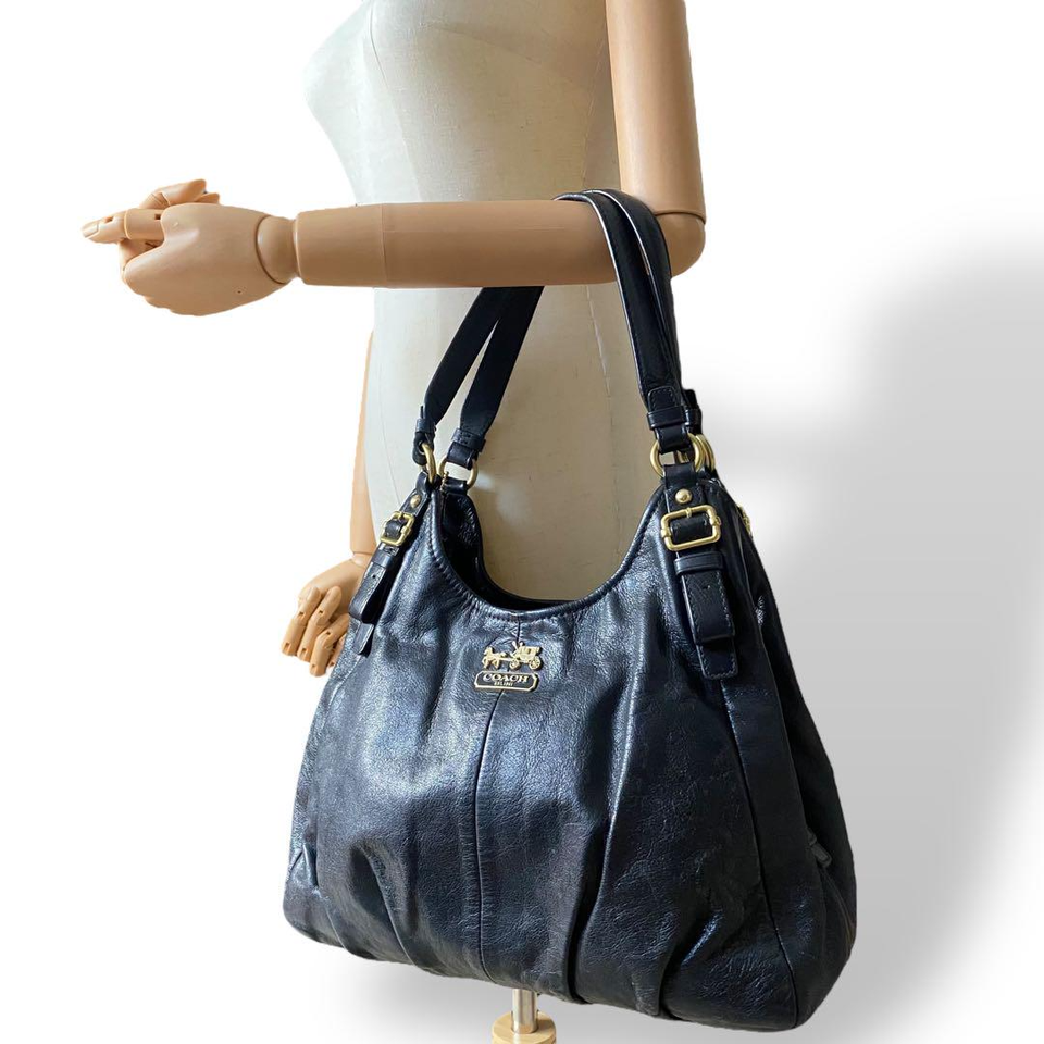 COACH Madison Maggie Vintage Y2K Hobo Shoulder Bag Black Leather Purse ...