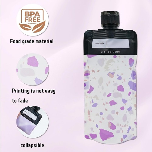 16 PCS Leak Proof Empty Squeeze Pouches, Portable Travel Fluid Colorful ...