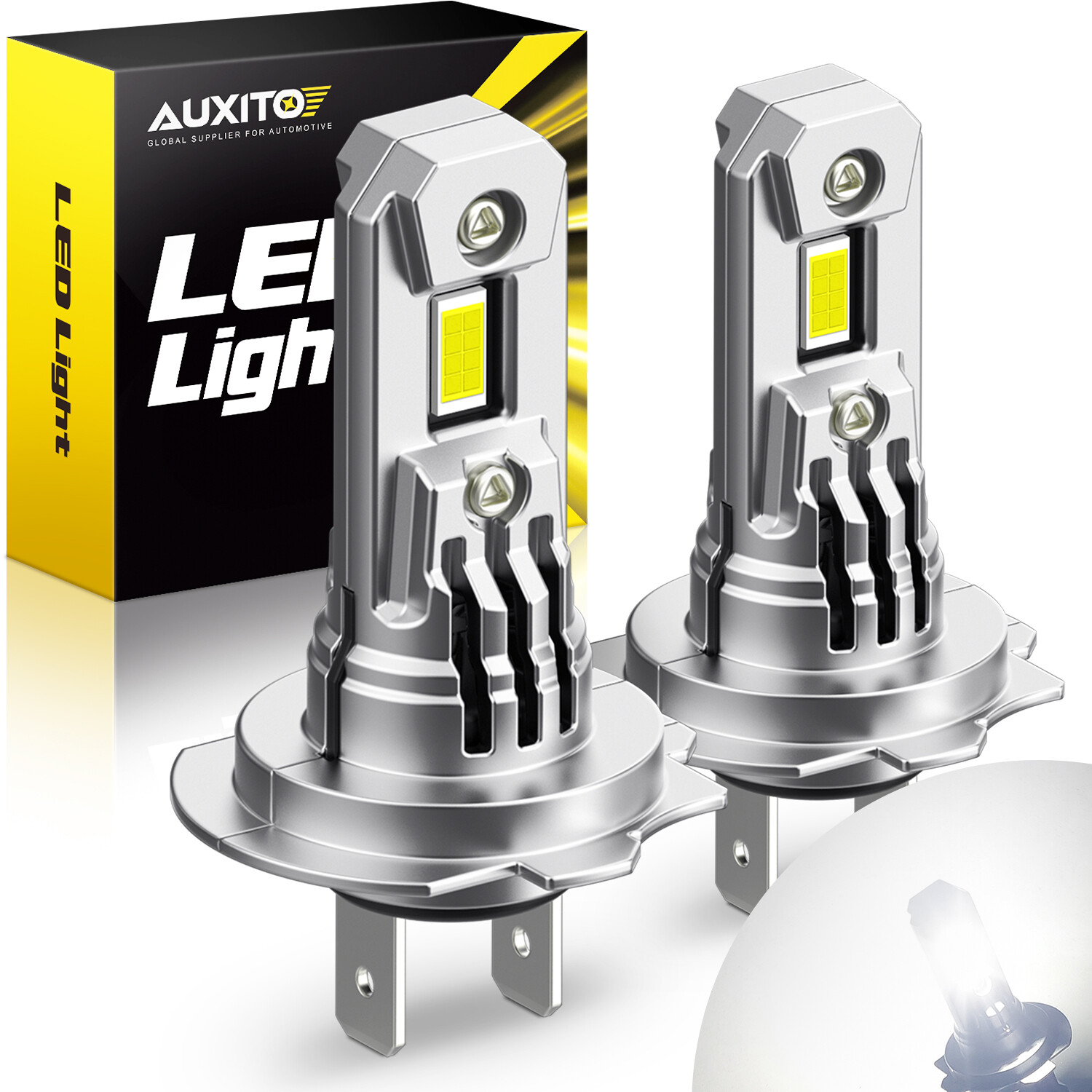 Auxito LED Headlight H7 High Low Beam Bulb Canbus Kit 80000LM 6000K ...