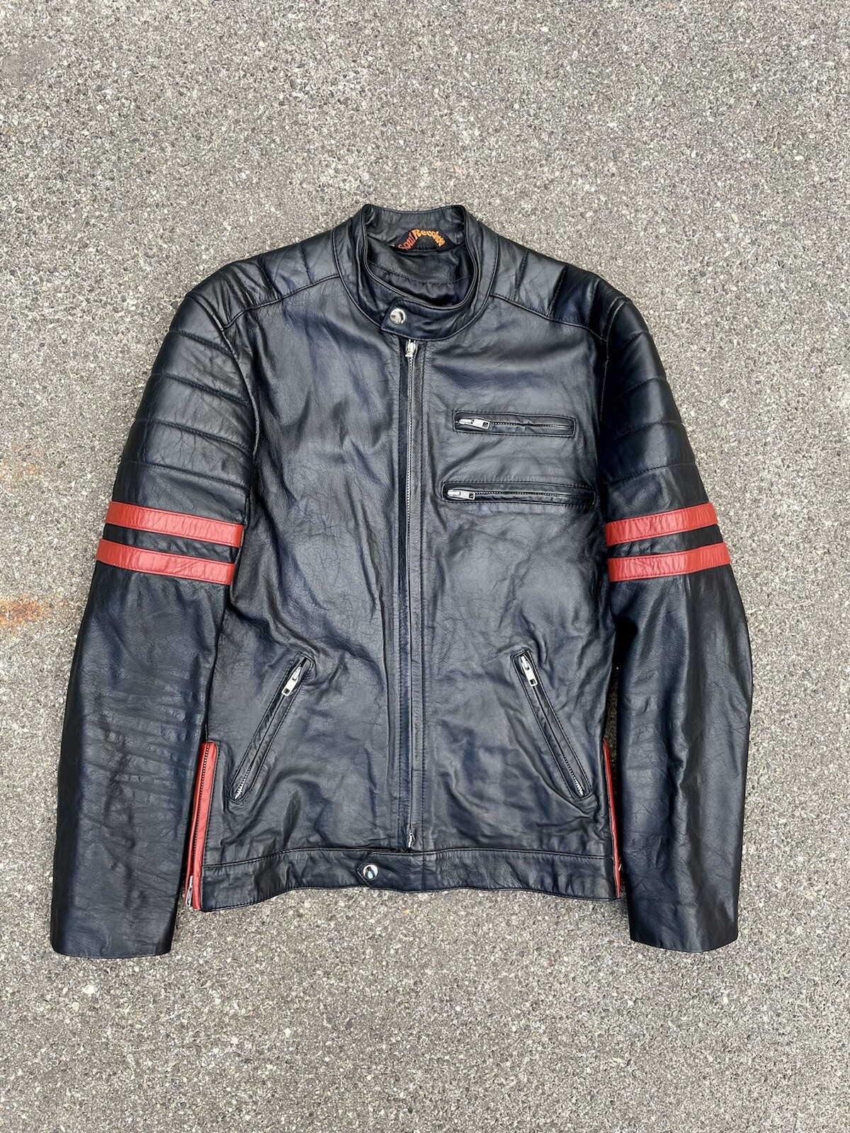 Soul Revolver Black Leather Motorcycle Jacket Size Me… - Gem