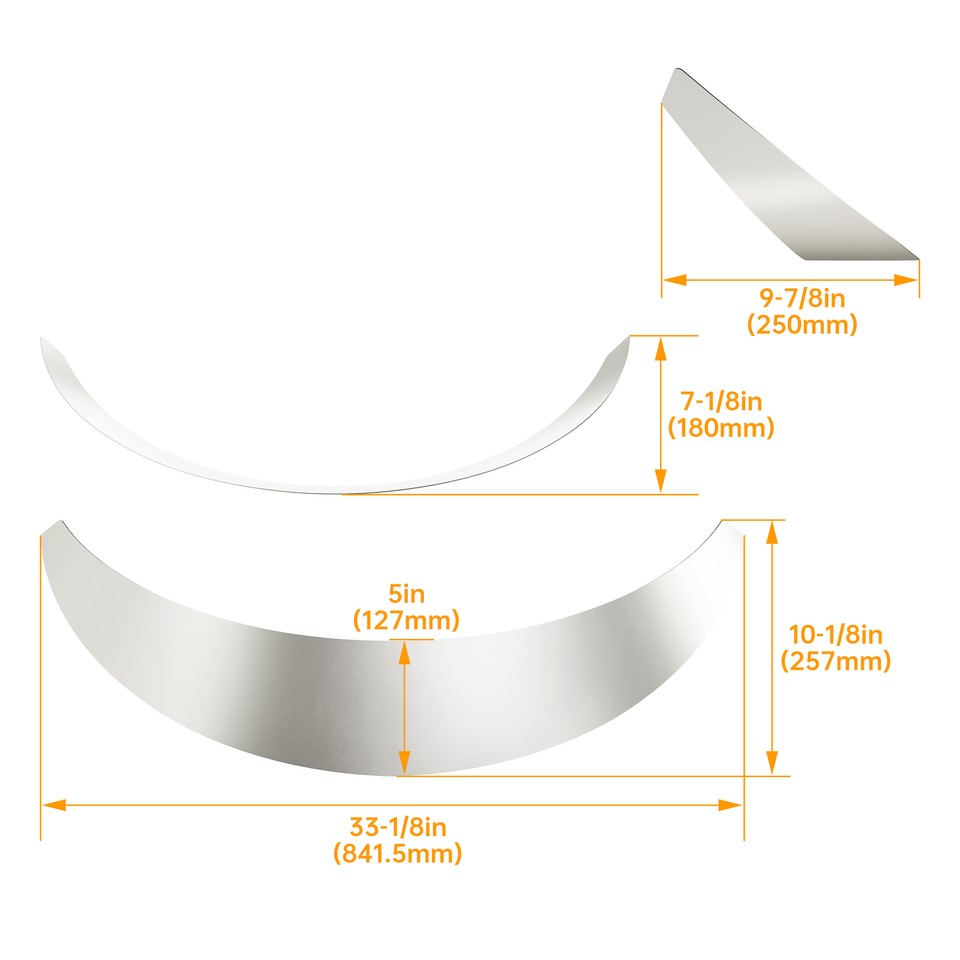 KUAFU 4PCS Universal Steel Wheel Arch Set Fender Flares 5" Wide Body ...