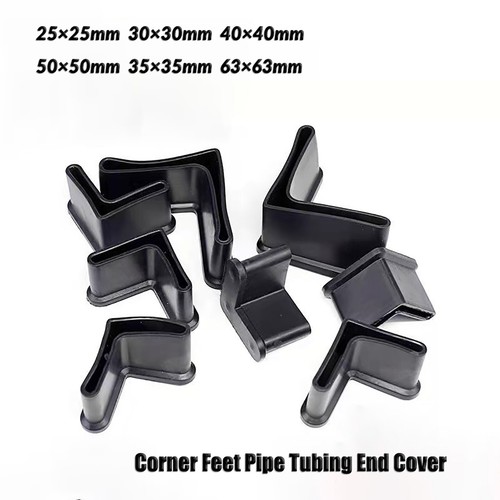 Black Rubber Corner Feet Pipe Tubing End Cover Caps L-Shaped Foot Cover ...