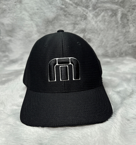 Travis Mathew Hat Mens S-M Black Flex Fit Patch Logo Casual Adjustable ...