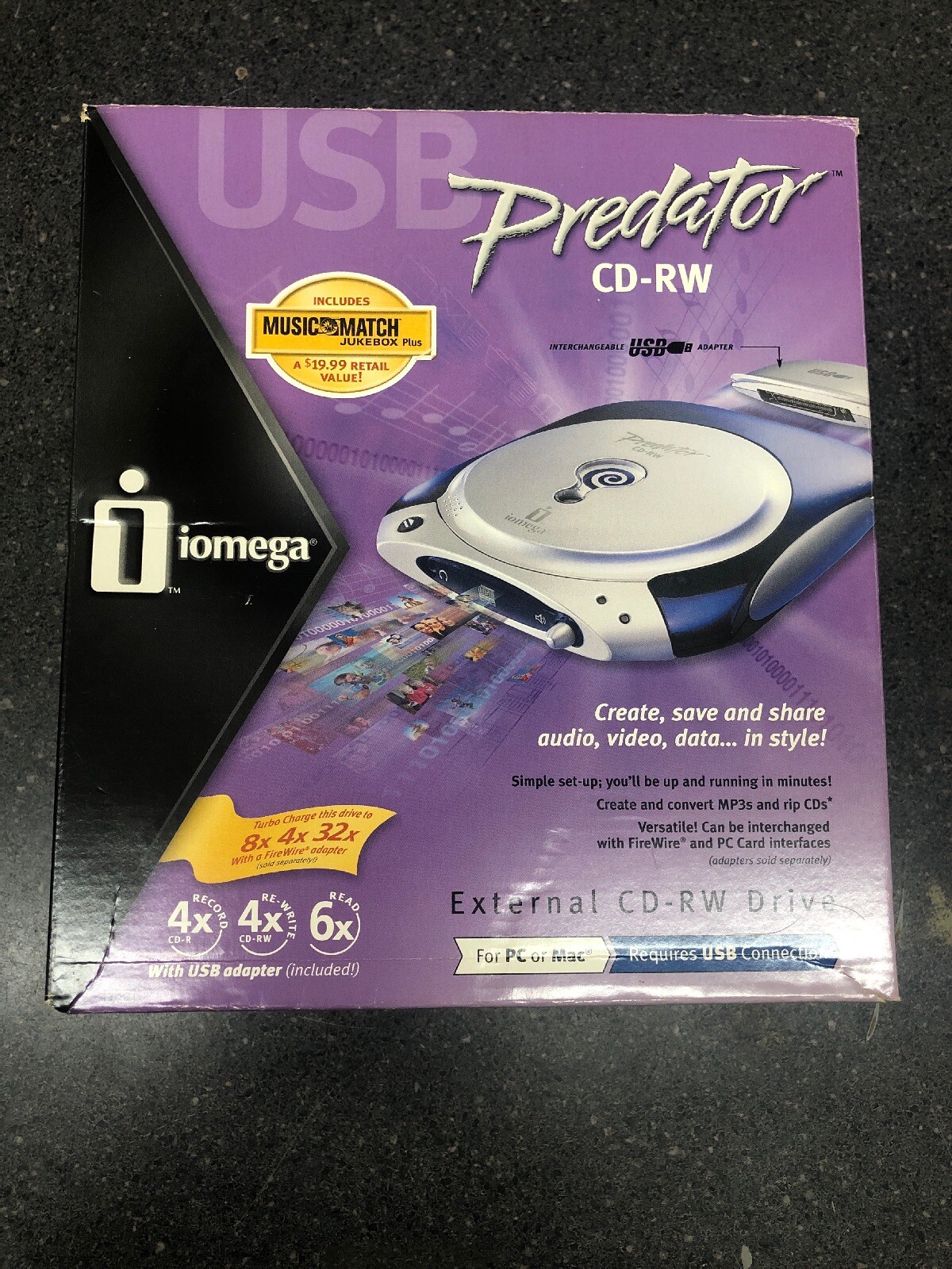 Iomega Predator Cd-rw ZIPCD1024EXT 30456000 No Power Supply Included ...