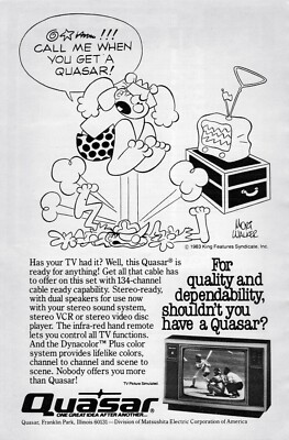 1983 PRINT AD ~ QUASAR TELEVISION PROMO MORT WALKER CARTOON | eBay
