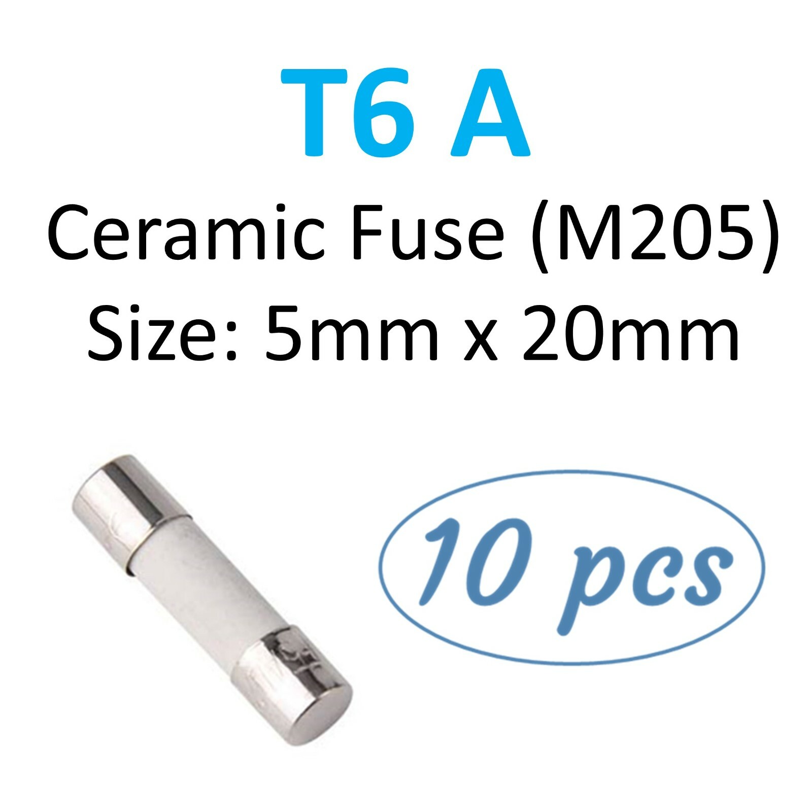 10Pcs - M205 Ceramic Fuse 5mm x 20mm Slow Blow 250V / Select From 0.1A ...