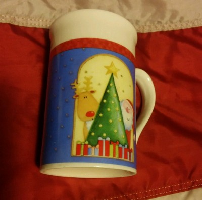 000 Vintage Coffee Mug Jamie Hearne Christmas Holiday Santa Rudolph ...