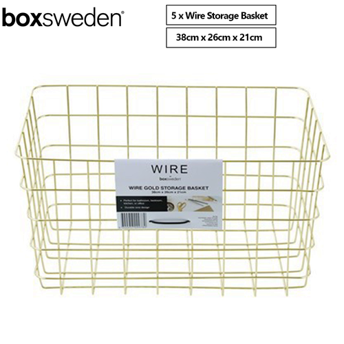 5 x Wire Storage Basket Kitchen Pantry Office Organiser Holder ...