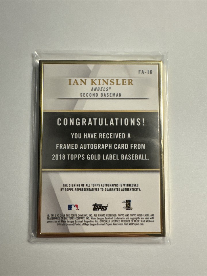 2018 Topps Gold Label #FA-IK Ian Kinsler Autograph Angels Rangers | eBay