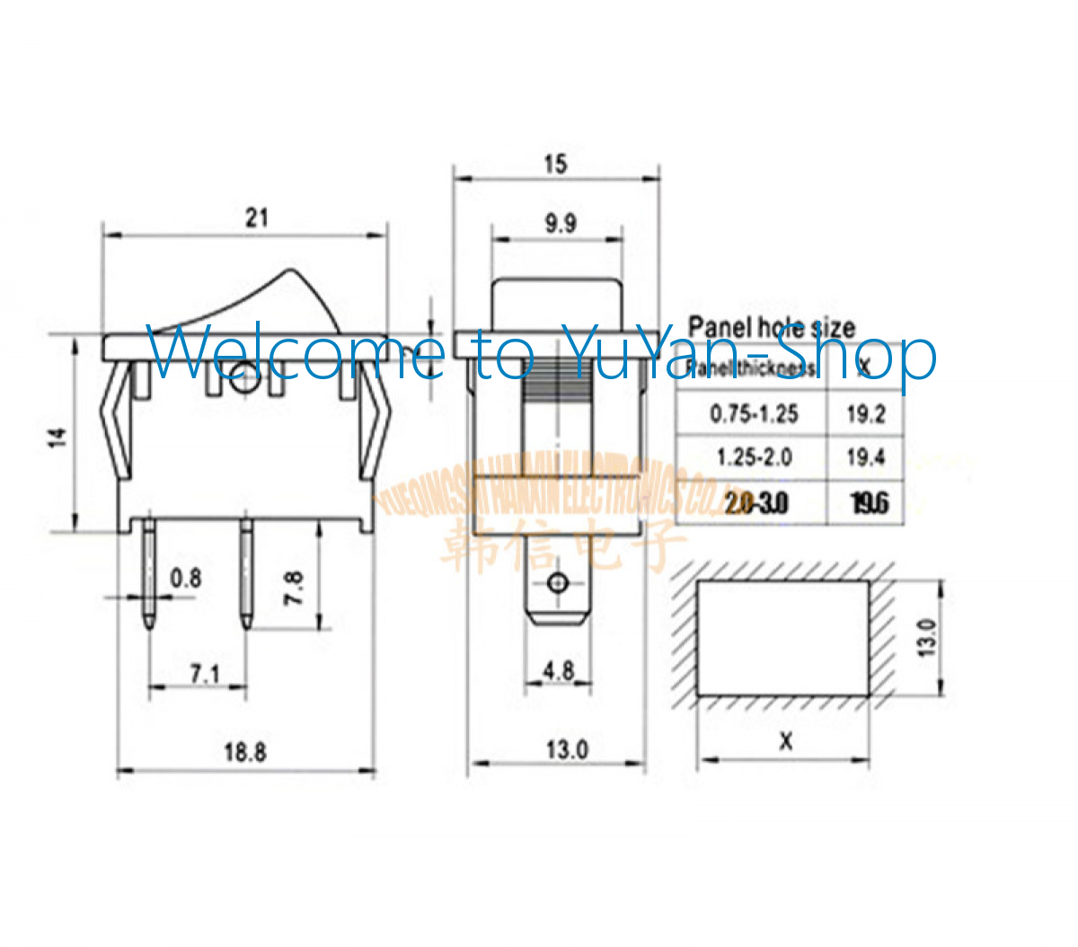 1pc NEW RLEIL RL3T125/55 Rocker Switch 2 Pins 2 Positons 6A 250VAC # ...