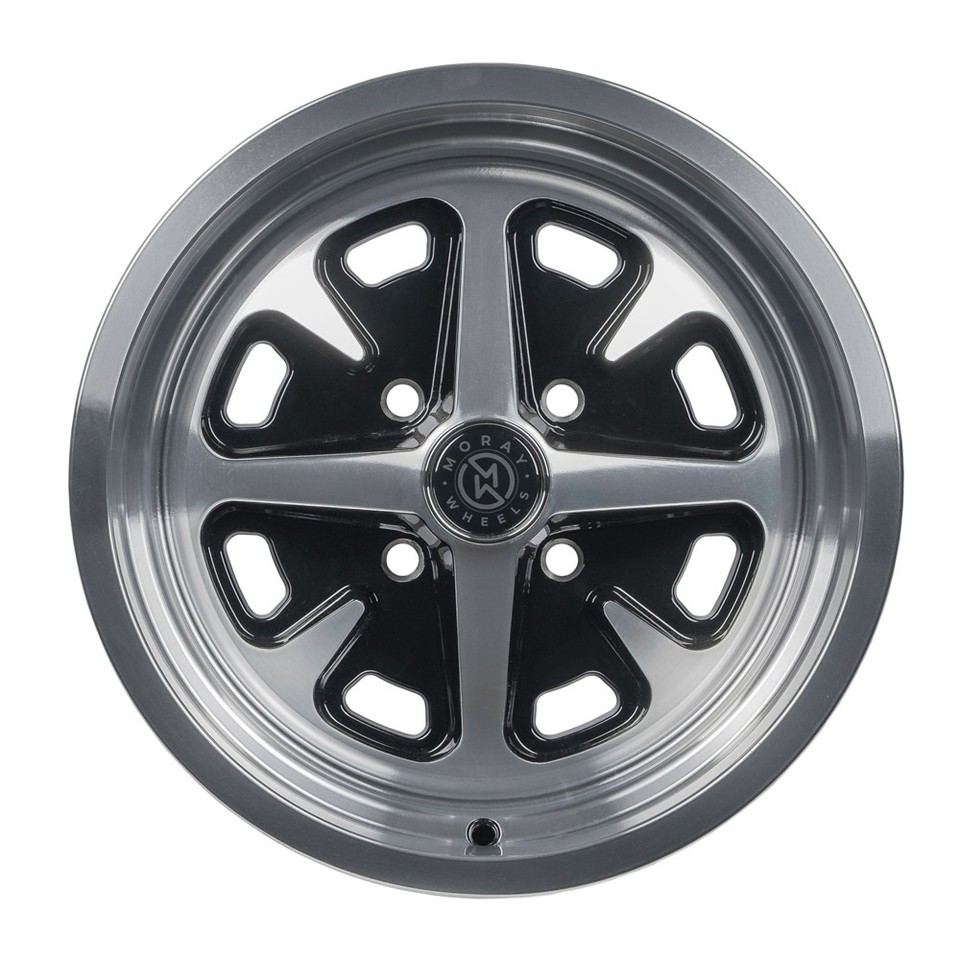 Moray Wheels Gloss Black/ Polished 15”x6” Magnum GT4 Wheel Set Mustang ...
